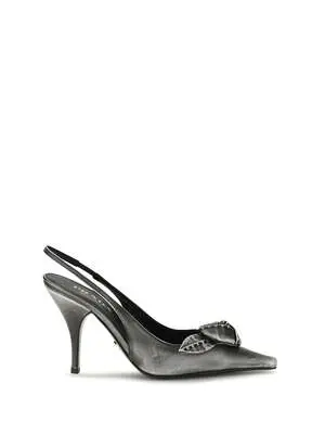 Prada Floral-detail Leather Slingback Pumps