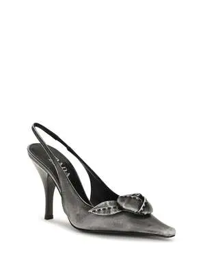 Prada Floral-detail Leather Slingback Pumps