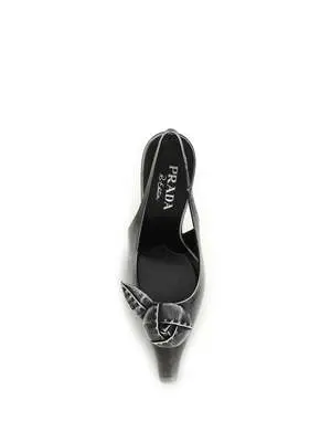 Prada Floral-detail Leather Slingback Pumps