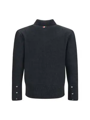 Thom Browne 4-bar Cable-knit Long-sleeve Polo Sweater