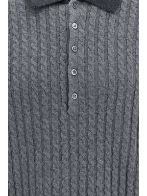 Thom Browne 4-bar Cable-knit Long-sleeve Polo Sweater