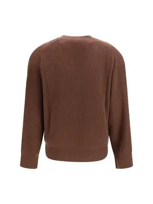 Brunello Cucinelli V-neck Ribbed Sweater - Brown