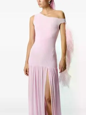 MANURI Maxi Dress With Feather Detail - Pink