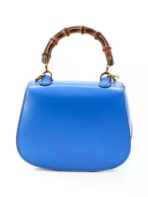 Gucci Bamboo 1947 Top Handle Bag Leather Mini Shoulder Bag - Blue