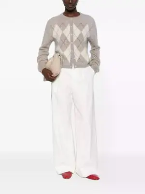 Soft Goat Argyle Cashmere Cardigan