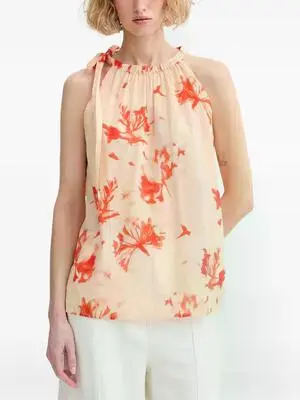 Marc O'polo Floral-print Halterneck Top - Orange