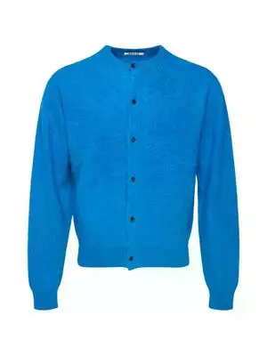 Auralee Brushed Alpaca Cardigan - Blue