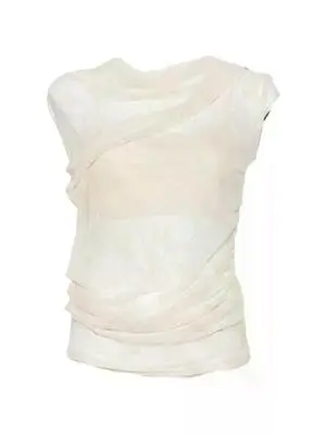 Imperial Floral-lace Draped Sleeveless Top