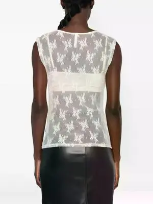 Imperial Floral-lace Draped Sleeveless Top