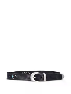 MANCINI 1979 Stud-embellished Leather Belt - Black