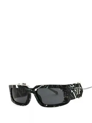 Philipp Plein Marble-pattern Rectangle-frame Sunglasses