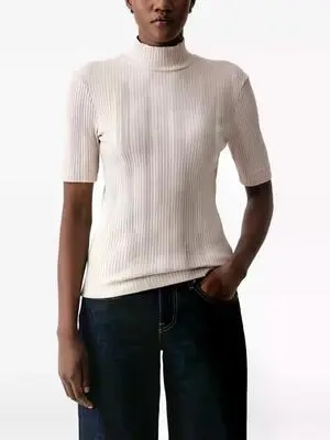Marc O'polo Ribbed-knit High-neck T-shirt - Neutrals
