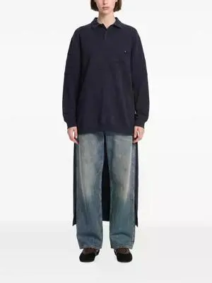 DARKPARK Long Sleeve Polo Shirt With Asymmetric Hem