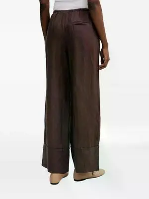 BENETTON Benetton Drawstring Wide-Leg Linen Trousers Brown