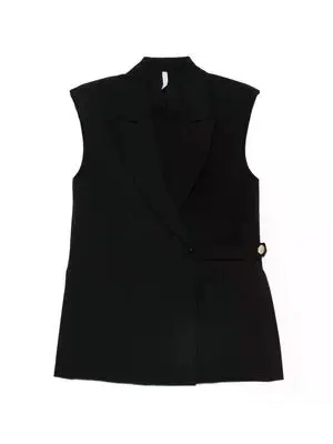 Imperial Sleeveless Double-breasted Peak Lapel Gilet - Black