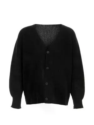Issey Miyake Plissé-effect V-neck Cardigan - Black