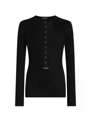 Dolce & Gabbana Serafino T-shirt In Ribbed Cotton