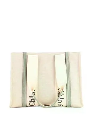 Chloé Woody Canvas With Leather Medium Tote Bag