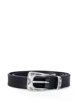 MANCINI 1979 William Engraved Leather Belt - Black