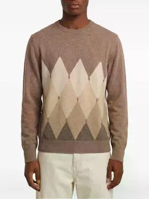 BALLANTYNE Diamond-pattern Cashmere Sweater - Brown