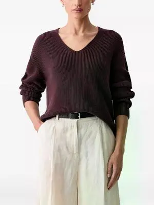 Marc O'polo Ribbed V-neck Sweater - Purple