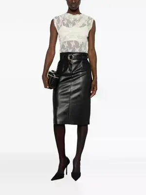Imperial Belted Faux-leather Midi Skirt - Black