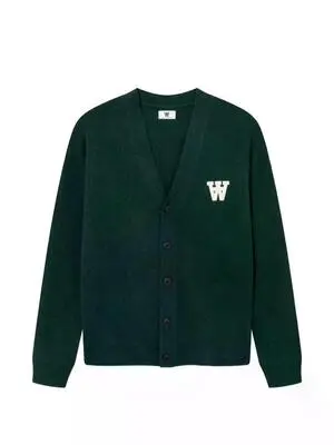 Wood Wood Logo-patch V-neck Cardigan - Green