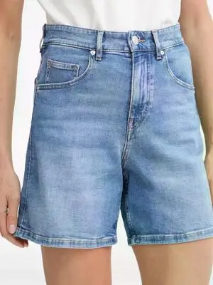 Marc O'polo Faded-effect High-waisted Denim Shorts - Blue