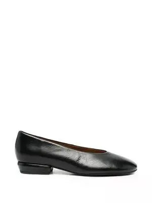 ANGEL ALARCON Katia Eather Almond-toe Ballet Flats - Black
