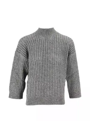 PESERICO Sequin-embellished Ribbed-knit Sweater