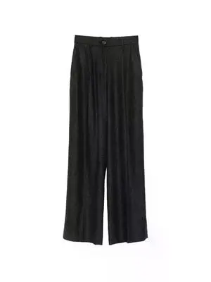 Soft Goat Pleated Wide-leg Trousers