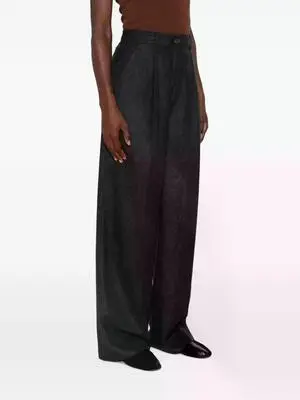 Soft Goat Pleated Wide-leg Trousers