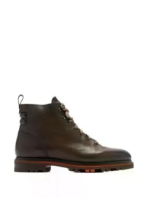 Santoni Lace-up Leather Ankle Boots