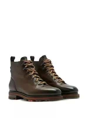 Santoni Lace-up Leather Ankle Boots