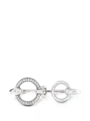 Hermès Filet D'or Double 18k White Gold With Diamonds Large Ring - Silver
