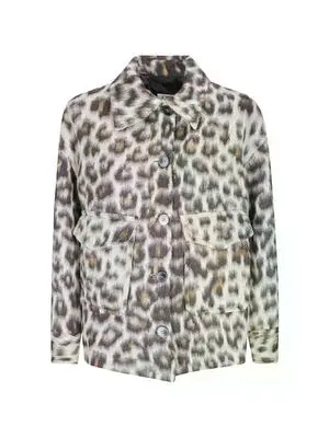 Alberto Biani Leopard Print Brushed Finish Jacket