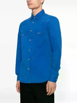 TOM FORD Peach Twill Western-style Press-stud Shirt - Blue