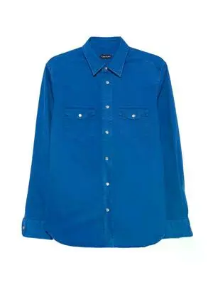 TOM FORD Peach Twill Western-style Press-stud Shirt