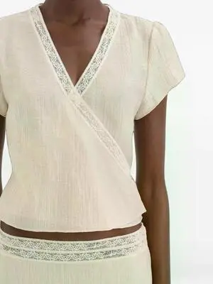 SIR. Nora Lace-trim Wrap Top