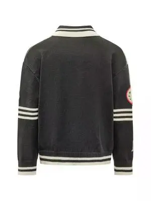 FOUND Patch-detail Striped-trim Cardigan