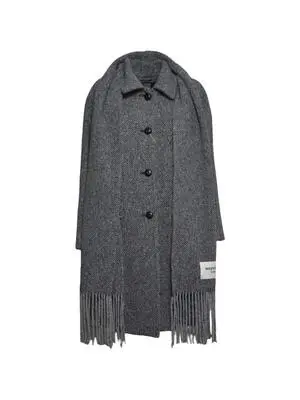 Max Mara Herringbone Fringed Coat