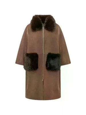 AVA ADORE Faux Fur-trim Zip-up Coat - Brown