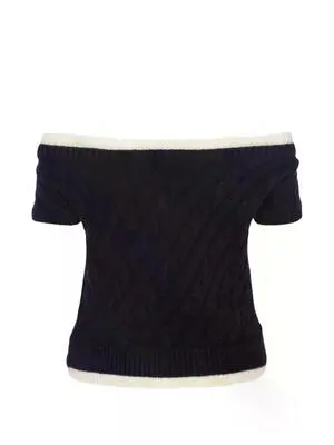 SHUSHU/TONG Bow-detail Cable-knit Sweater - Blue