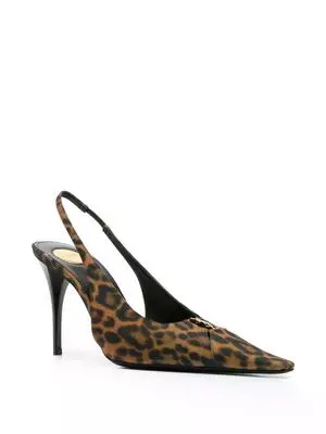 Saint Laurent Leopard-print Slingback Pumps