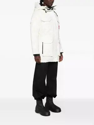 Canada Goose Hooded Logo Patch Coat - White