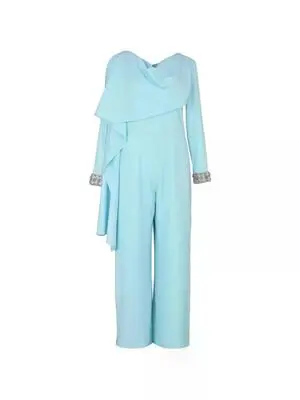 LOODYANA Draped Panel Jumpsuit - Blue