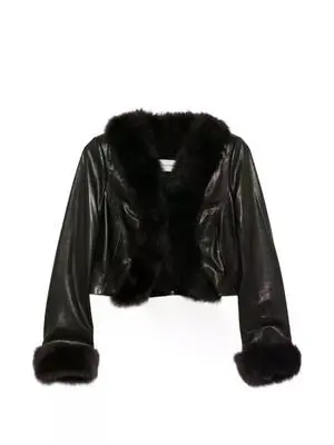 Nour Hammour Sofie Cropped Leather Jacket - Black