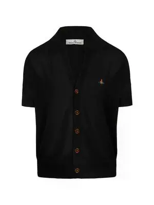VIVIENNE WESTWOOD Orb-embroidered Polo Cardigan - Black