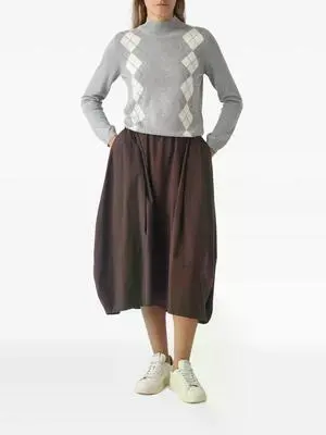 GRAN SASSO Argyle-pattern Mock-neck Sweater