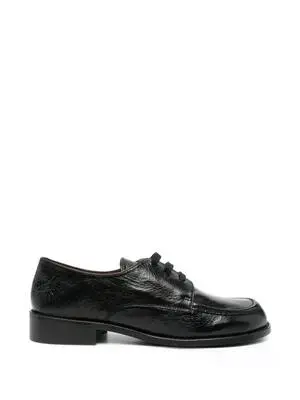 ANGEL ALARCON Lace-up Crinkled-effect Derby Shoes - Black
